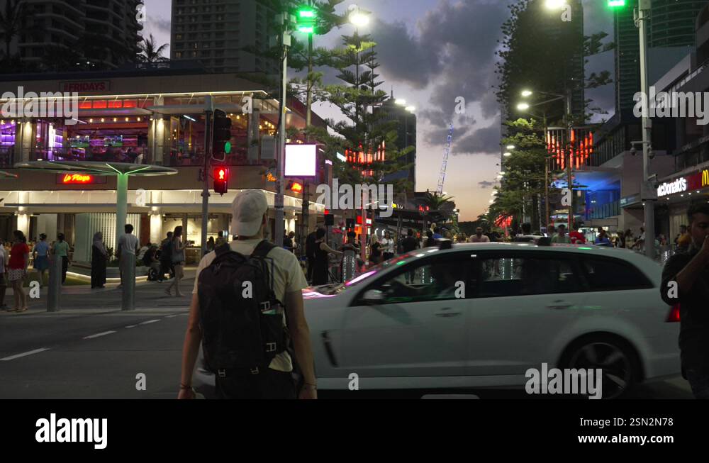 Gold Coast, Australia - 09/17/2024: Pedestrians waiting at red light in ...