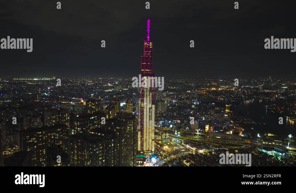 Landmark 81 Tower Highest Skyscraper At Nighttime In Ho Chi Minh City ...