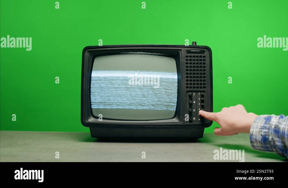 Retro Style TV Set with Green Screen chroma key background, vintage 60s ...