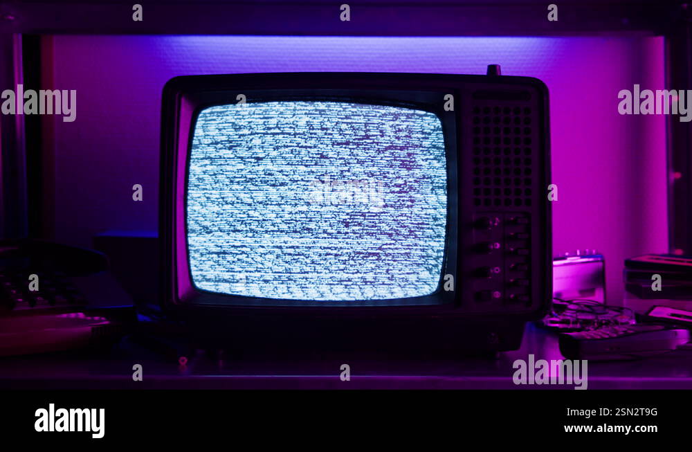 Retro TV, vintage television In a nostalgic setup, a retro TV displays ...