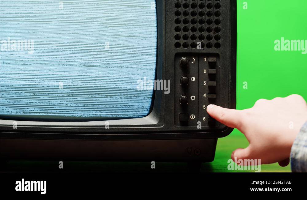 Retro Style TV Set with Green Screen chroma key background, vintage 60s ...