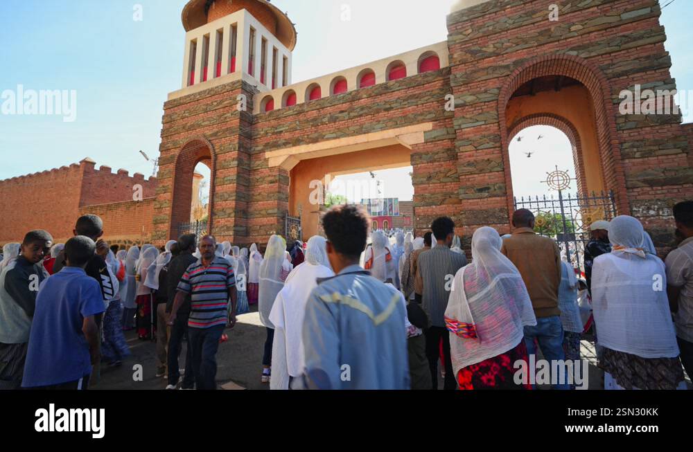 Asmara, Eritrea - 04/21/2024: People in front of Enda Mariam Church for ...