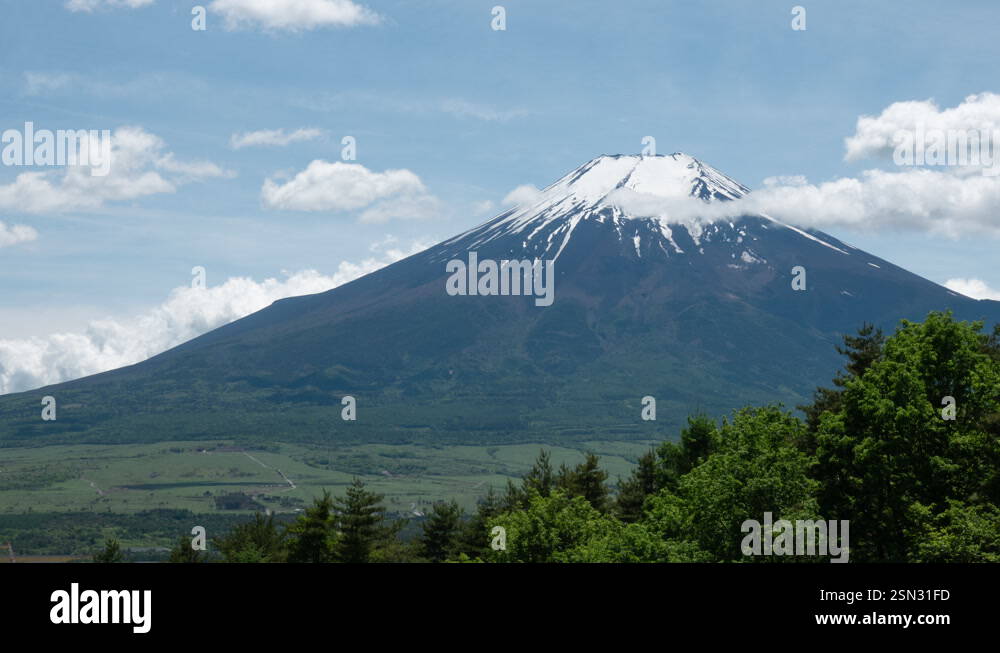 Mt. Fuji with Fresh Verdure in May (Timelapse, PANNING Stock Video ...