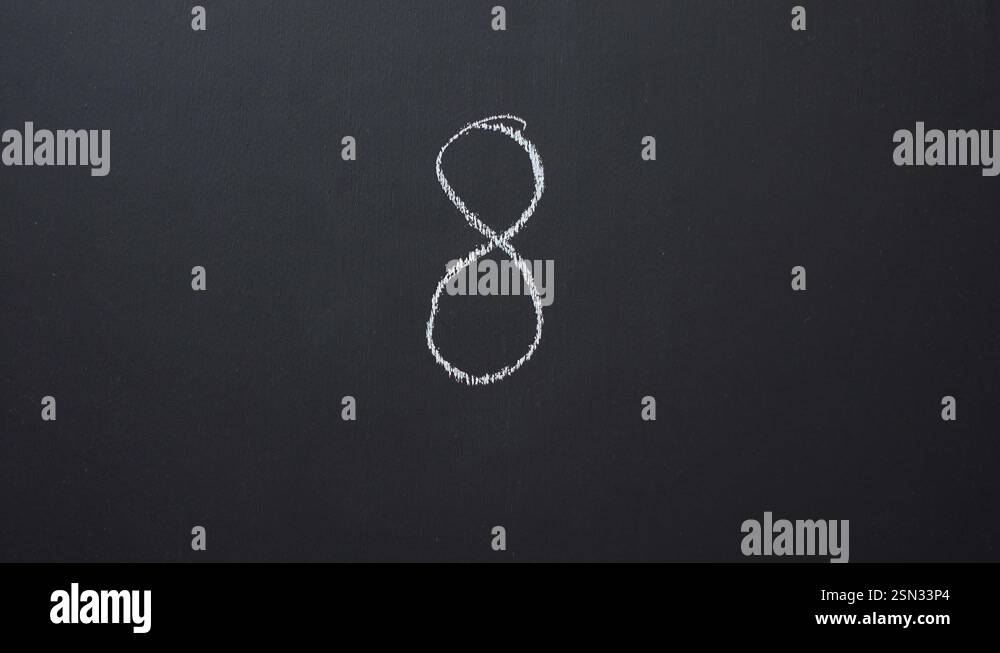 Number 8 handwritten with chalk on black board Stock Video Footage - Alamy