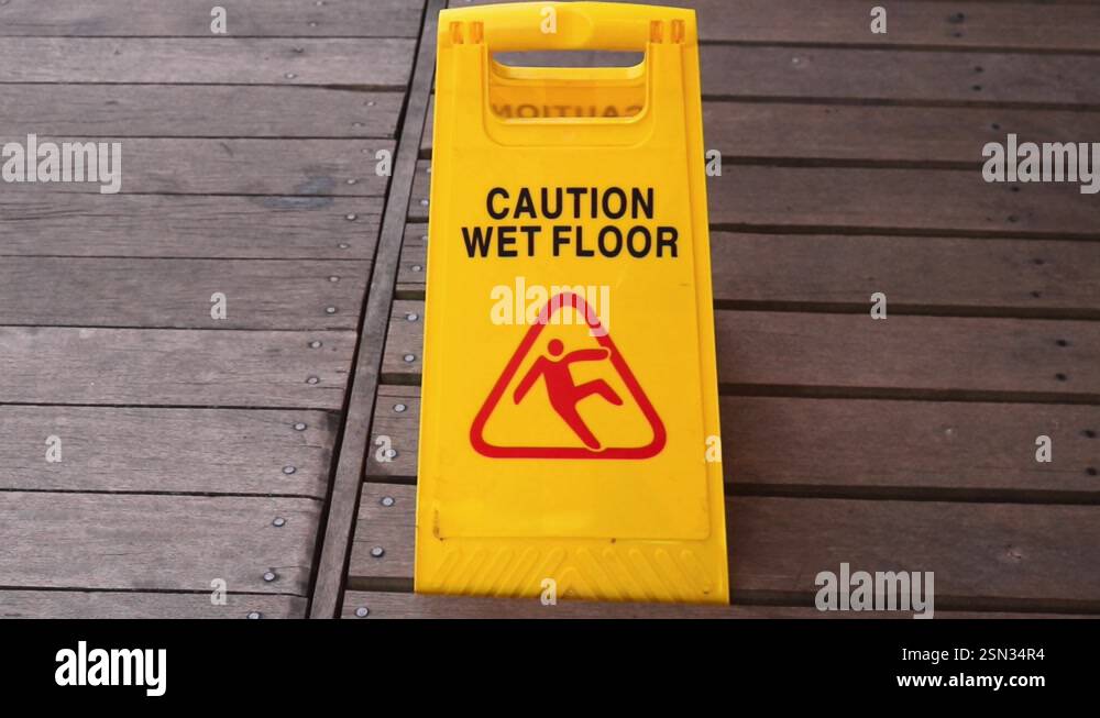 Caution Wet Floor Slip Hazard Warning Water Yellow Symbol Cleaning ...