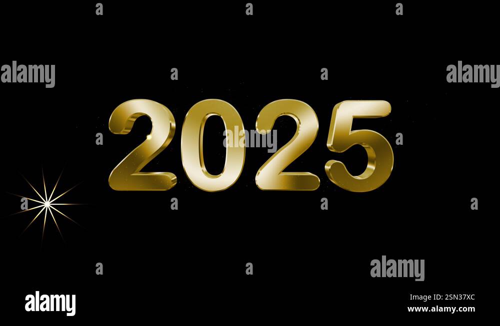 3d golden text transition from 2024 to 2025 with particles, stars, or ...