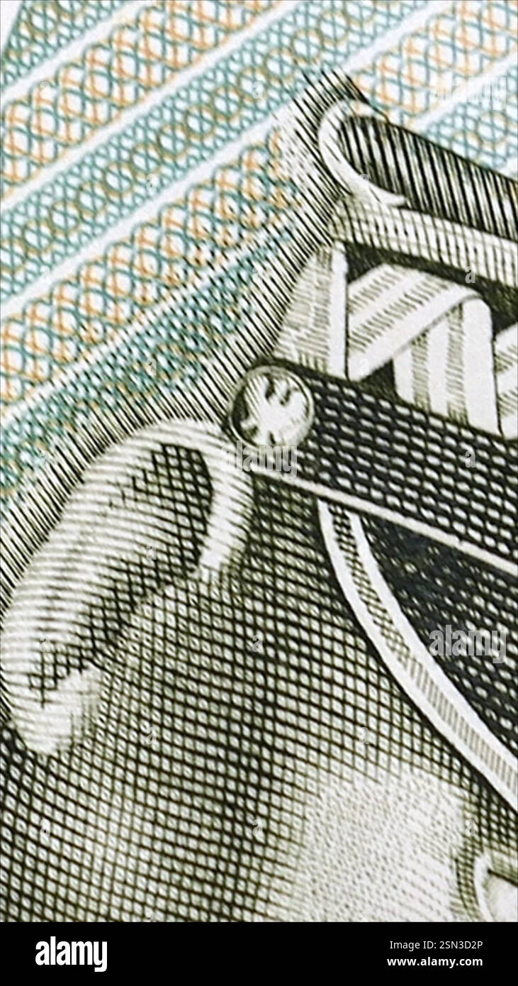 Close-Up Of Detailed Currency Design With Security Patterns Vertical ...