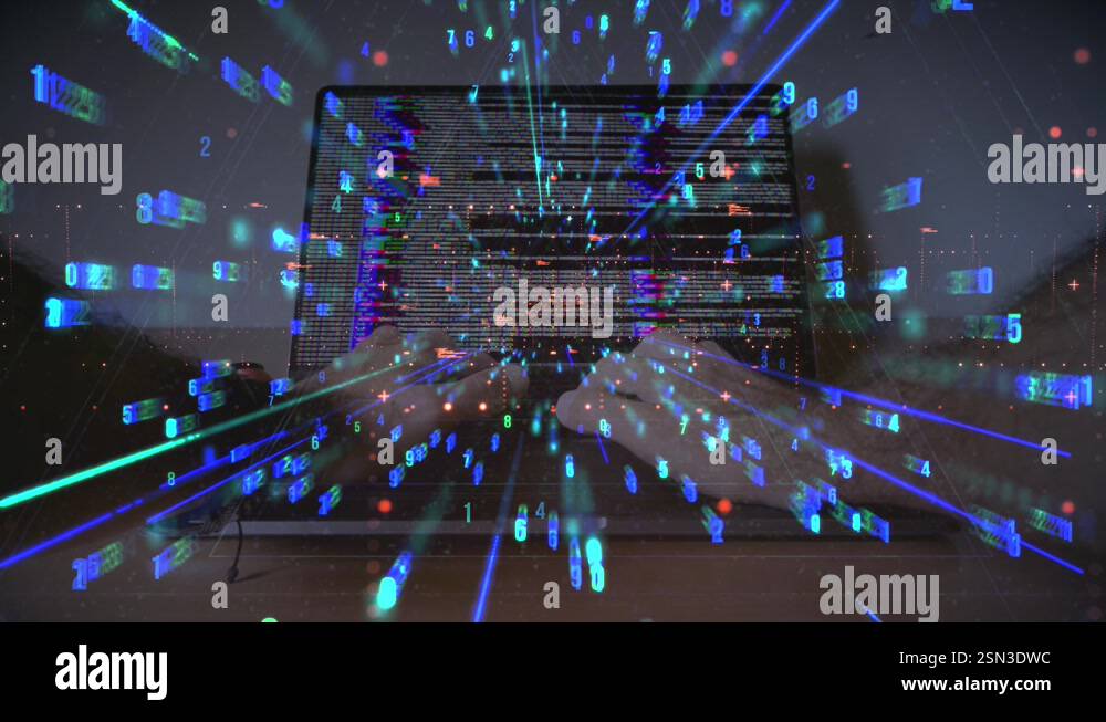 Digital encryption and cybersecurity concept with blue and green numbers Stock Video Footage - Alamy