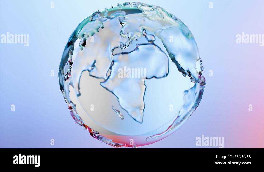 glass Earth globe, rotating crystal ball, abstract Map of the planet ...