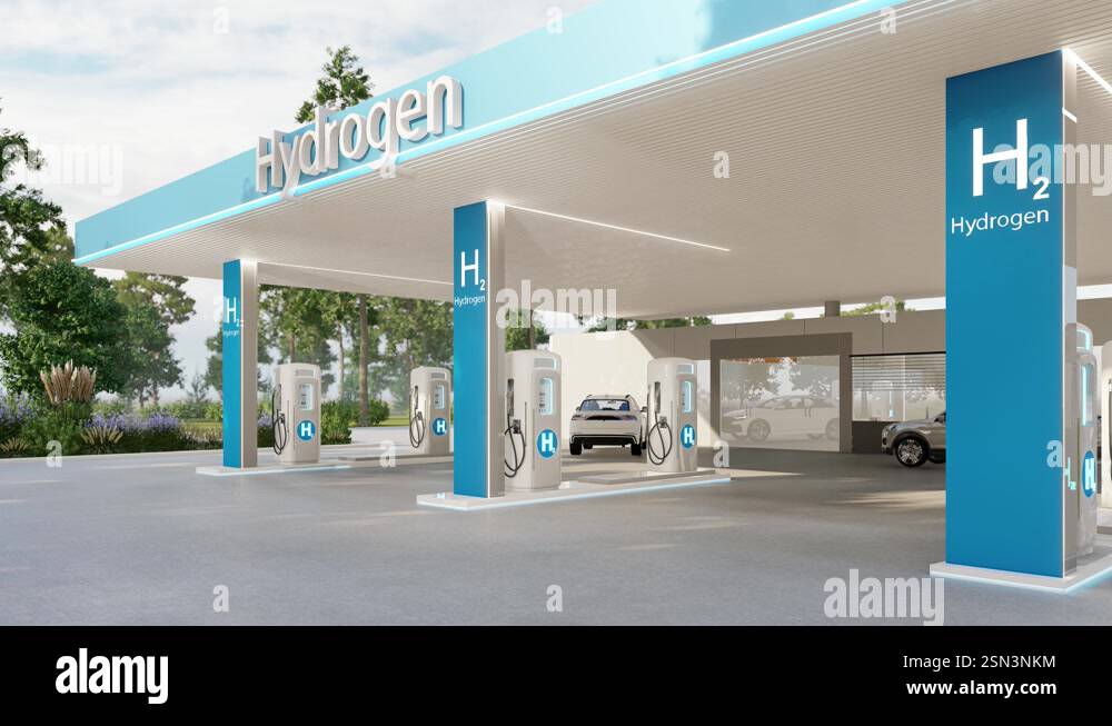 Hydrogen charging gas station. Hydrogen Refueling The Car On The ...
