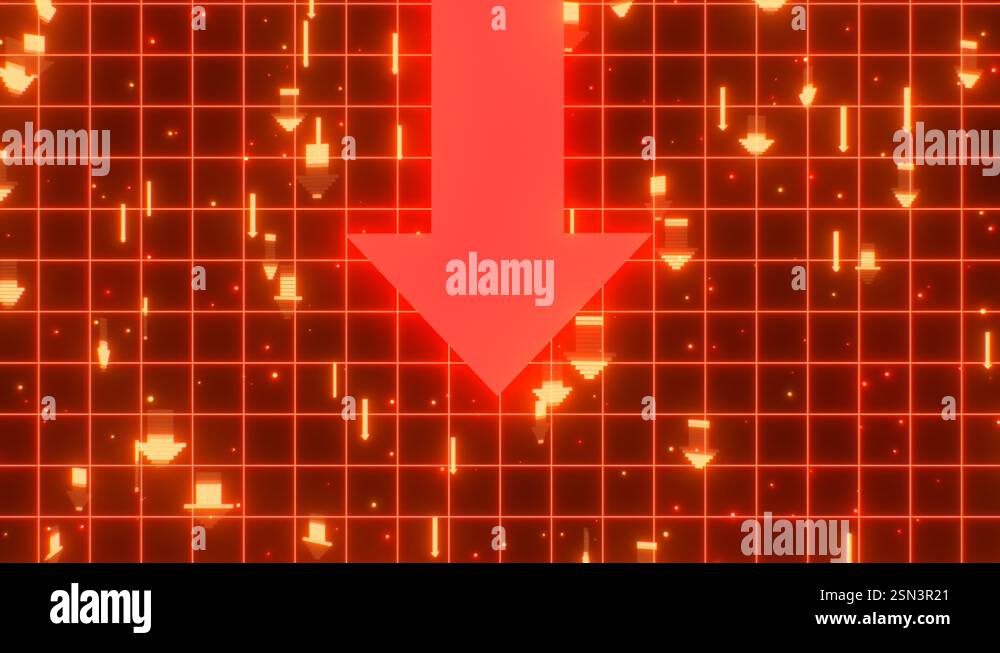 Giant Falling Red Arrow Stock Market Crash Financial Loss 3D Concept ...