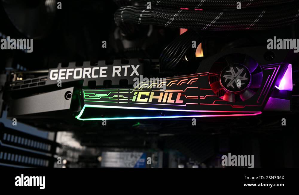 NVidia GeForce RTX 3080 graphics card inside the gaming PC tower Stock ...