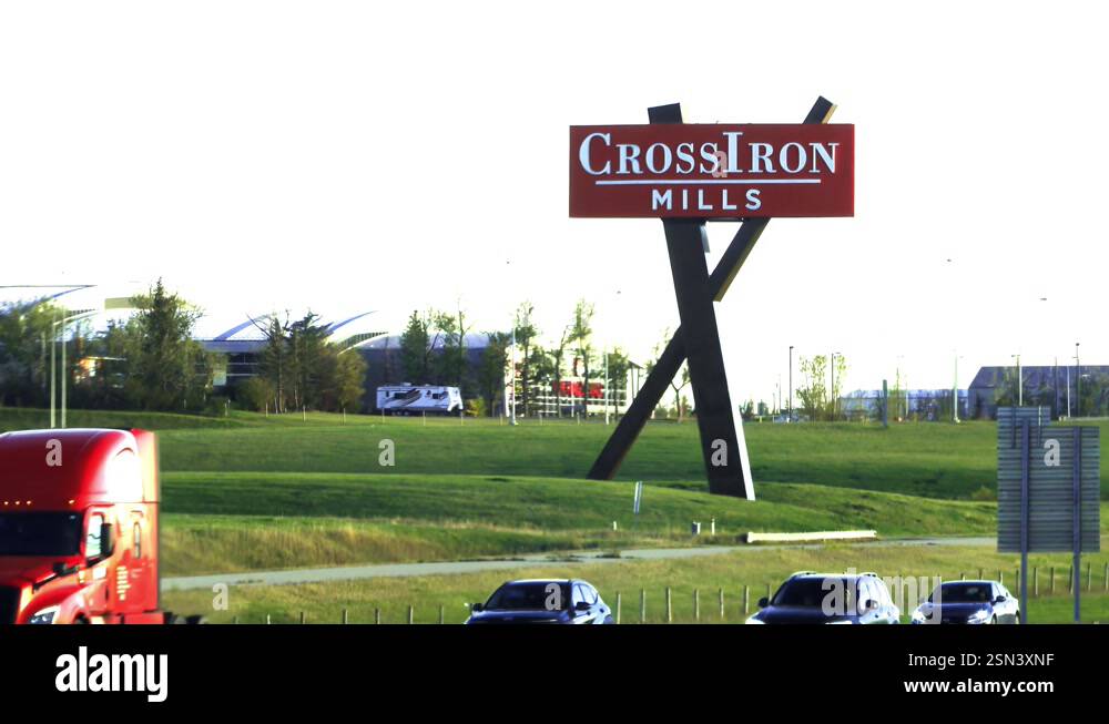 CrossIron Mills sign, a fully enclosed shopping centre development just ...