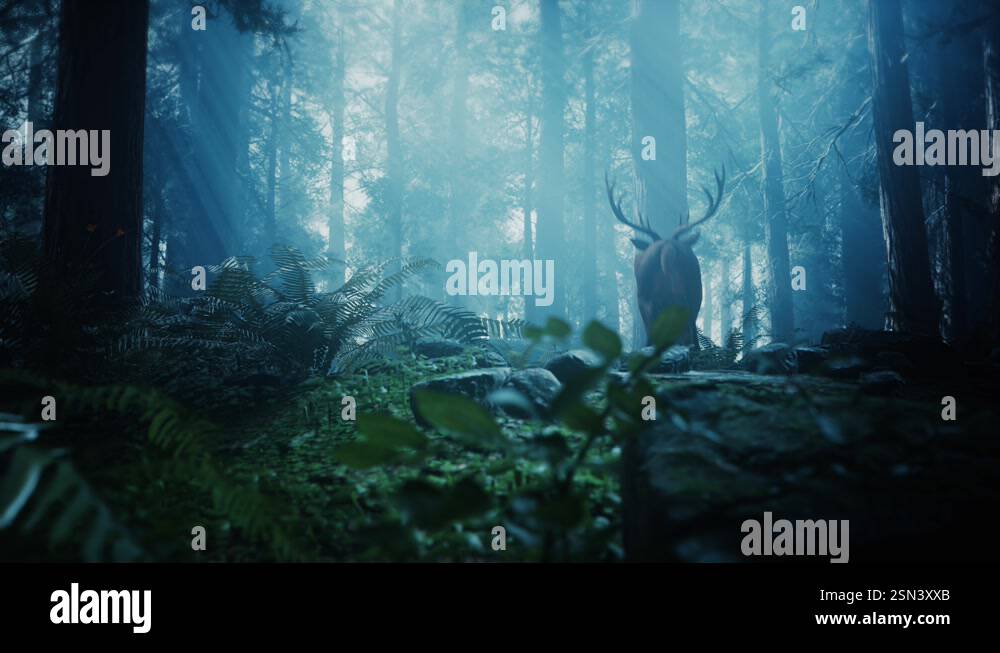 A chilling encounter with a vampire lurking in a dark forest at night ...