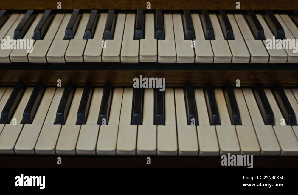 Close-up of Two Keyboards of Pipe Organ with Black and White Keys Stock ...