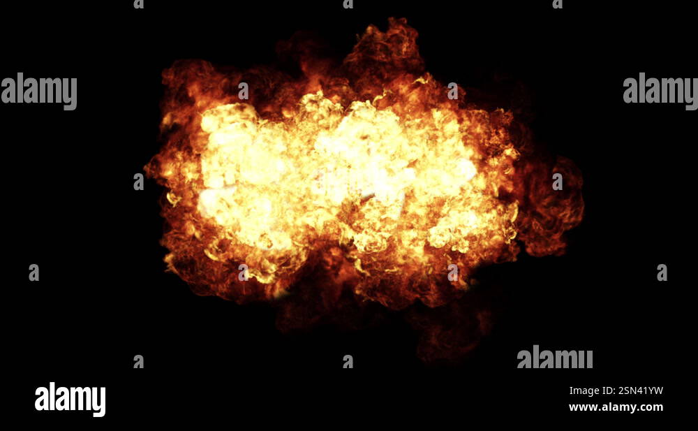 4K Fire Explosion On Black Background. VFX element Stock Video Footage ...