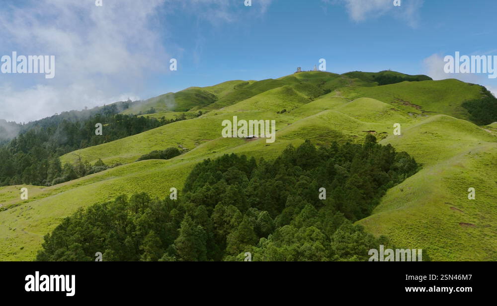 Nepal's Drone shot of lush greenery of Dolakha Shailung sunny skies ...