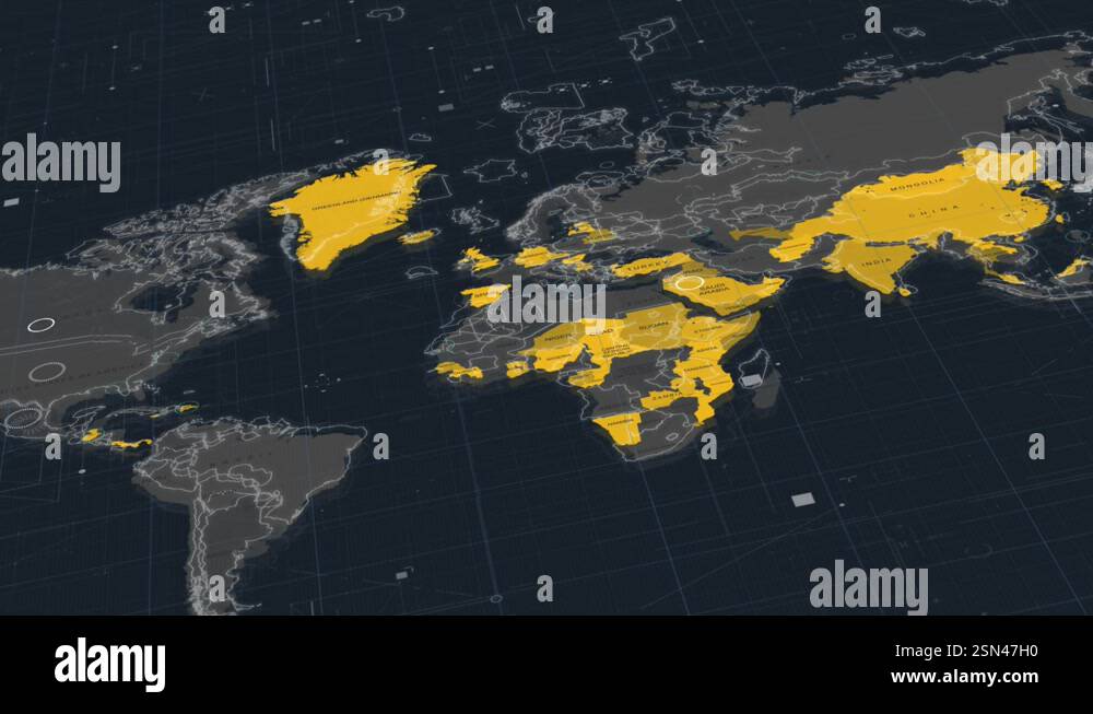 Future-looking HUD dashboard with world map. Science fiction and hi ...