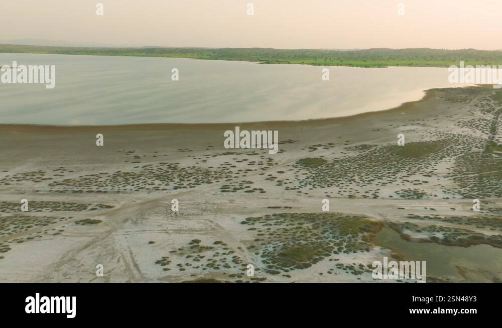 Aerial view of sandy coasts of Rann Of Kutch Tharparkar in Sindh ...