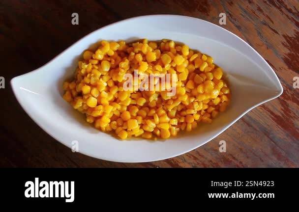 Sweet Corn in Aesthetic Bowl Top View Food Presentation Stock Video ...