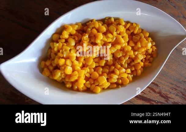 Sweet Corn in Aesthetic Bowl Top View Food Presentation Stock Video ...
