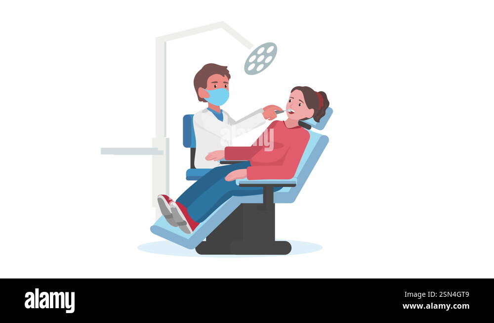 2d animated Illustration of Dentist Conducting Oral Examination on ...