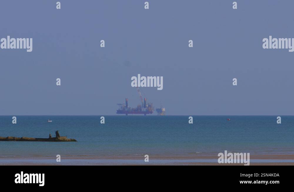 View of Oil Rig in English Channel View from French Bay Gold Beach ...