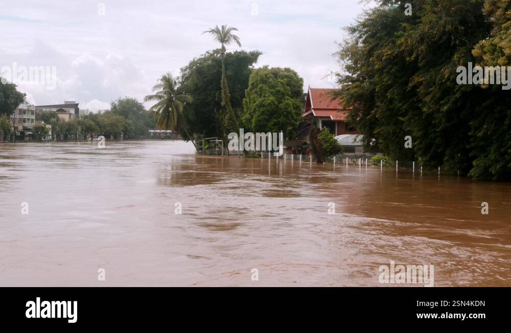 4k cinematic footage of flood zone in Chiang Mai 2 Stock Video Footage ...