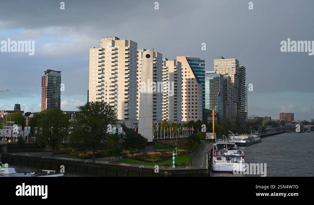 Rotterdam, Netherlands: Buildings in city centre. Modern skyscrapers in ...