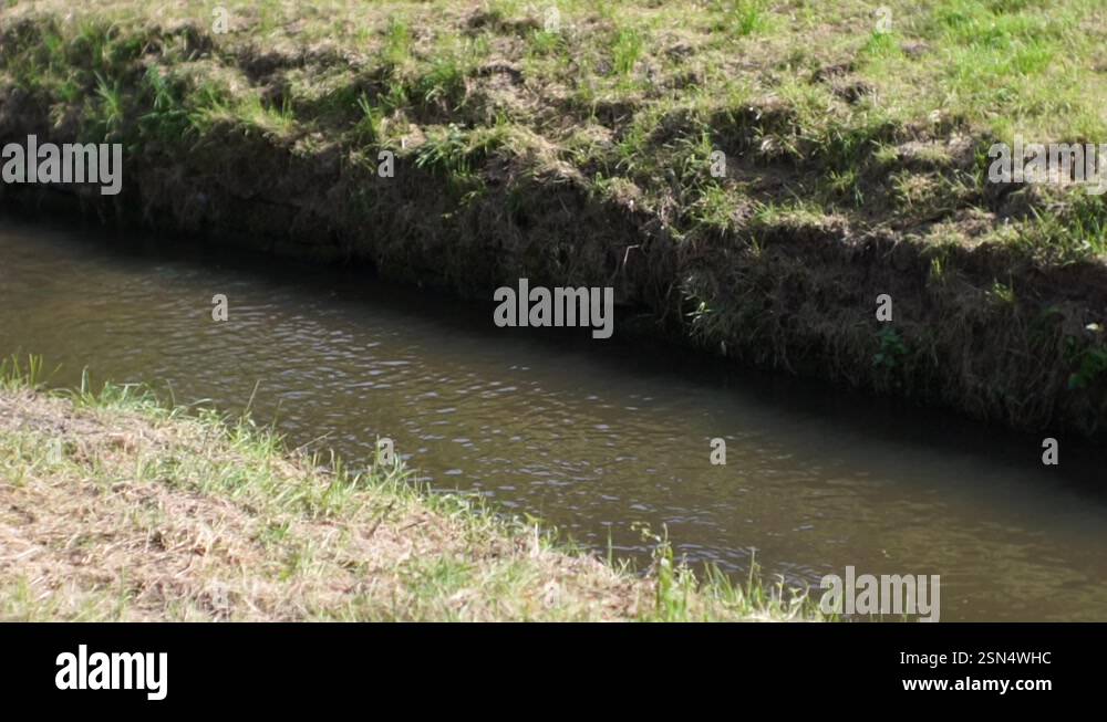 Tranquil water flows smoothly through a channel, symbolizing efficient ...