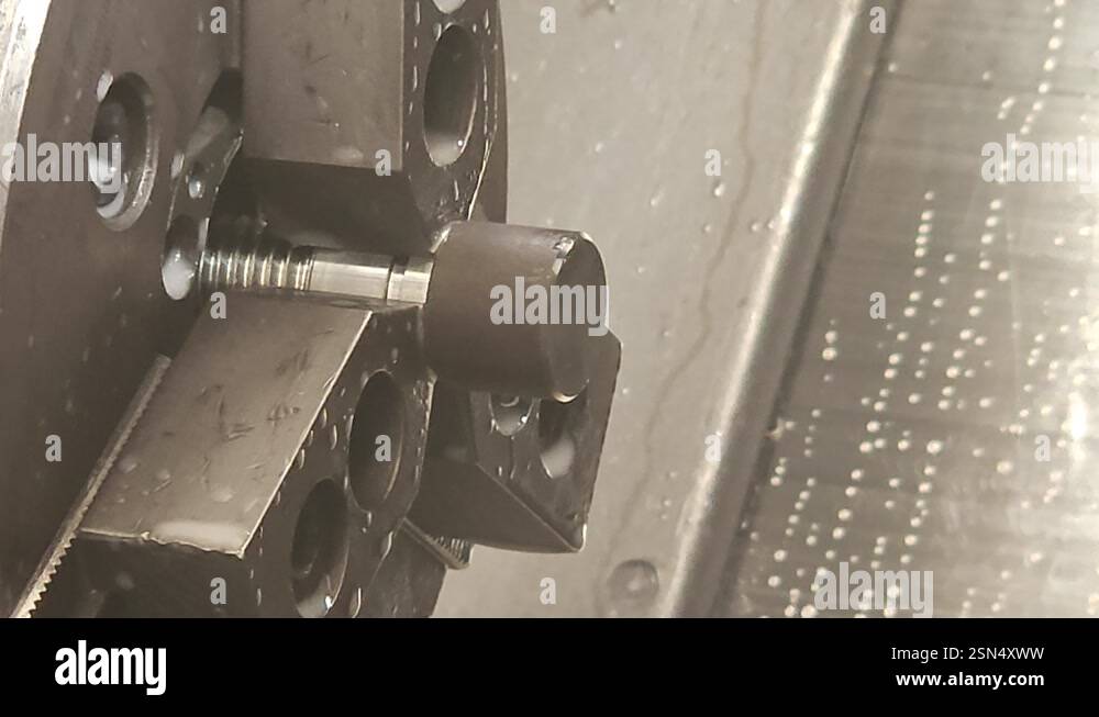 CNC machine Turing a part Stock Video Footage - Alamy