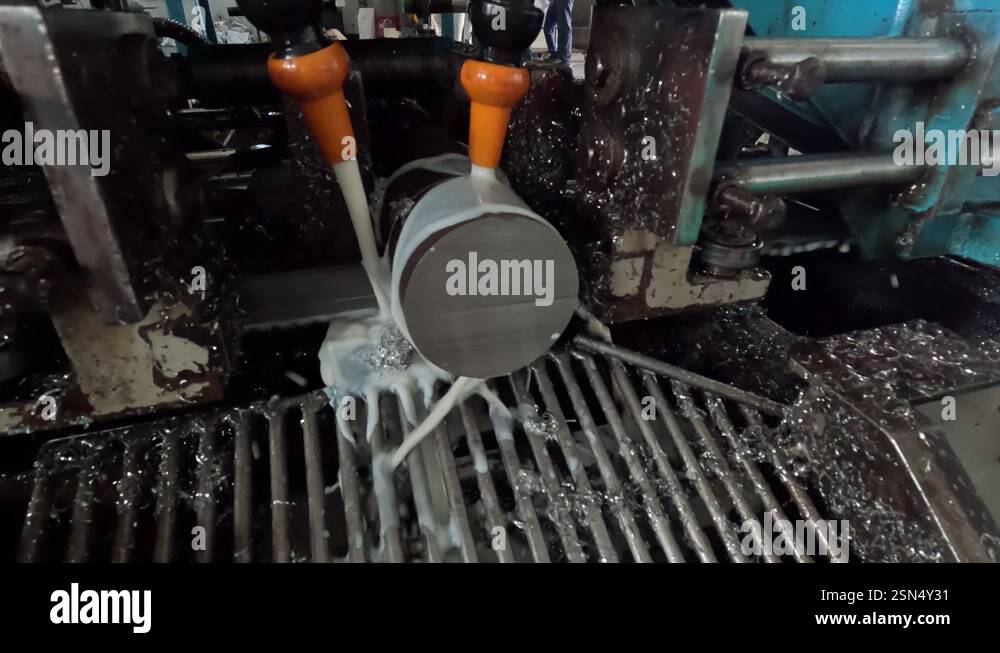 the machine cutting heavy raw material cut of machine Stock Video ...