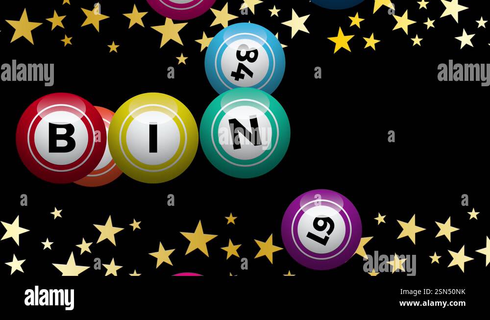 Bingo lottery, lucky balls of lotto. Animated illustration with text ...