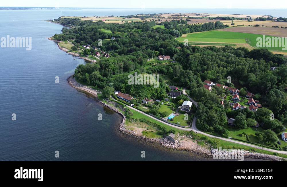 Ven Island, Sweden: Drone flying above the coast of Ven Island Stock ...