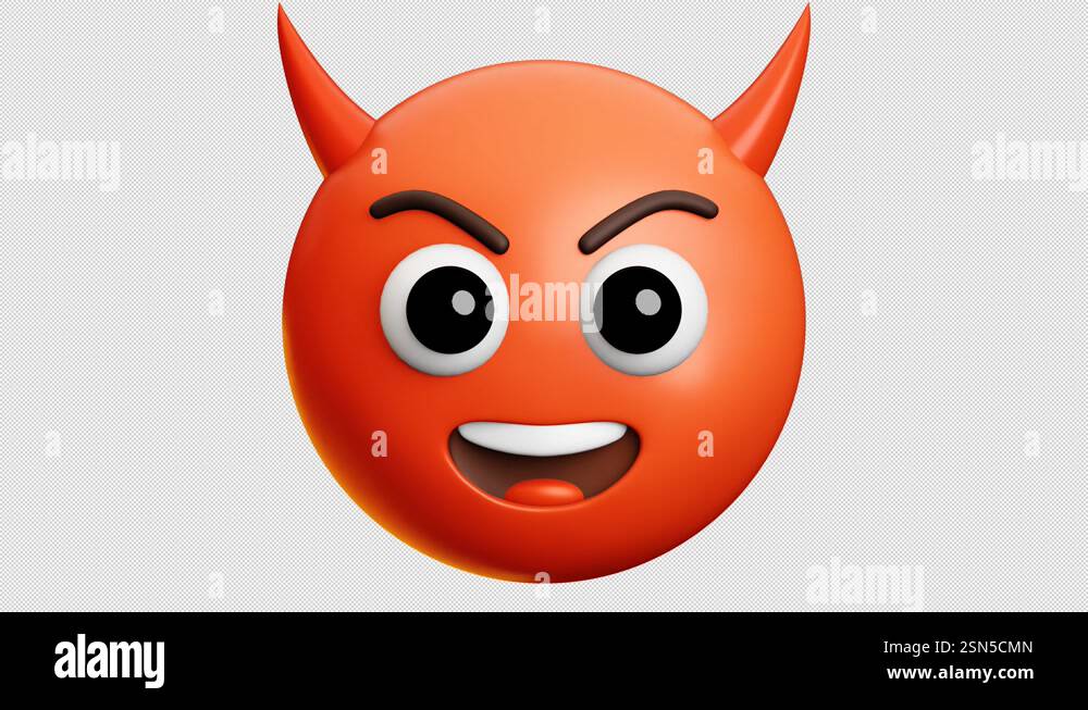 Happy Devil face emoji, 3d emoticon animation, Alpha channel ...