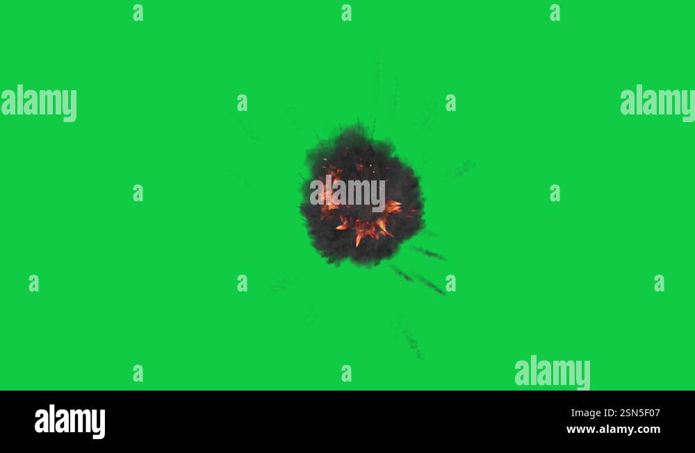 Realistic explosion and fire on green screen. Ultra HD 4K footage for ...