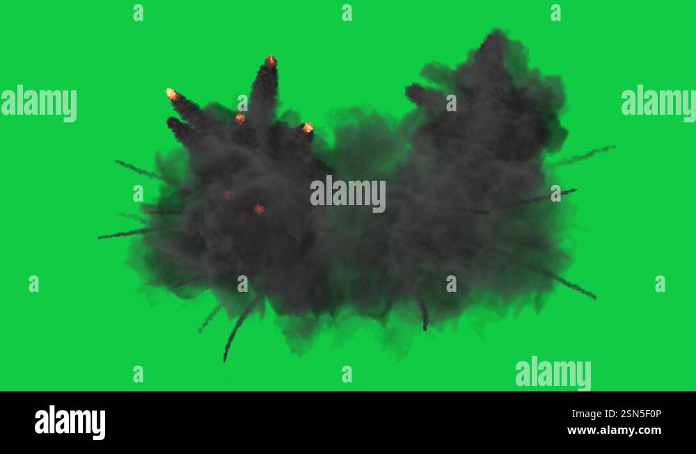 Massive explosion on green screen. Ultra-realistic fire, smoke, and ...