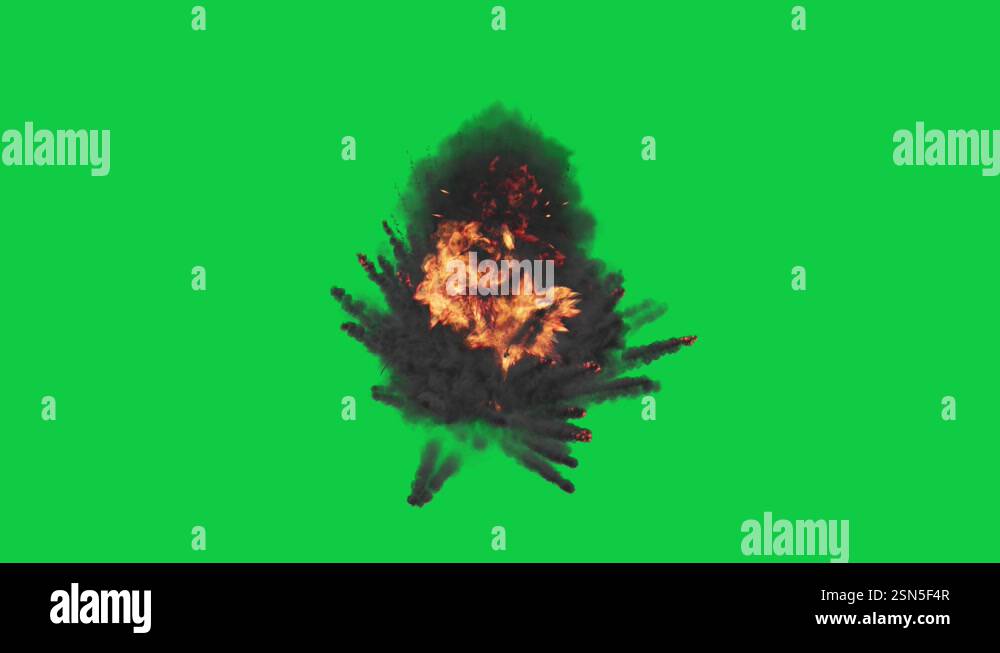 Epic explosion with fire and smoke on green screen. Ultra-HD 4K VFX ...