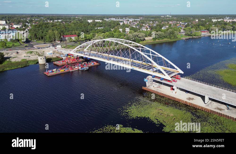 Parnu, Estonia - 08/20/2024: New arch vehicle bridge is installed over ...