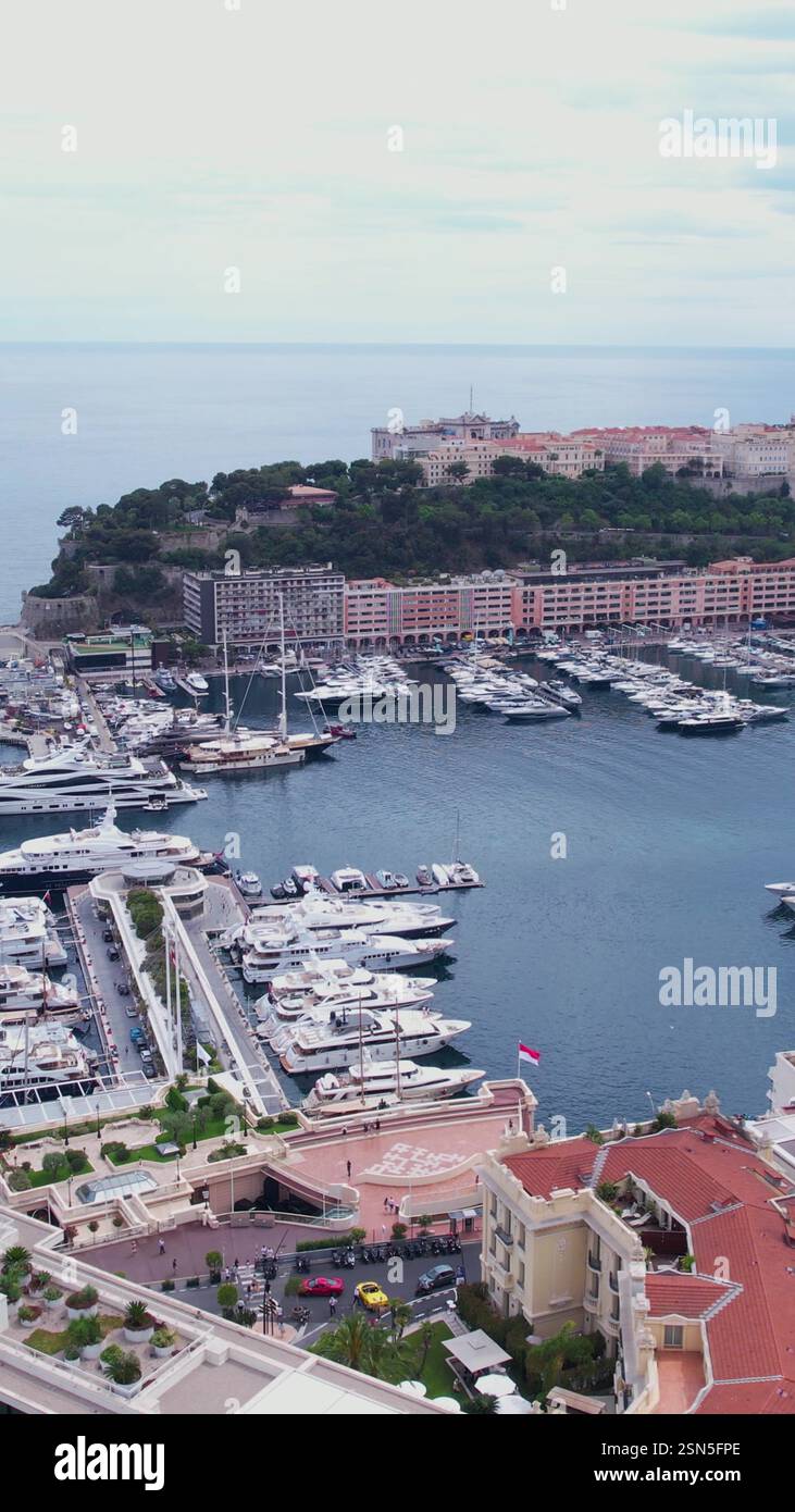 Monte Carlo, Monaco - 10/03/2024: Monte Carlo, Monaco. Vertical Drone ...