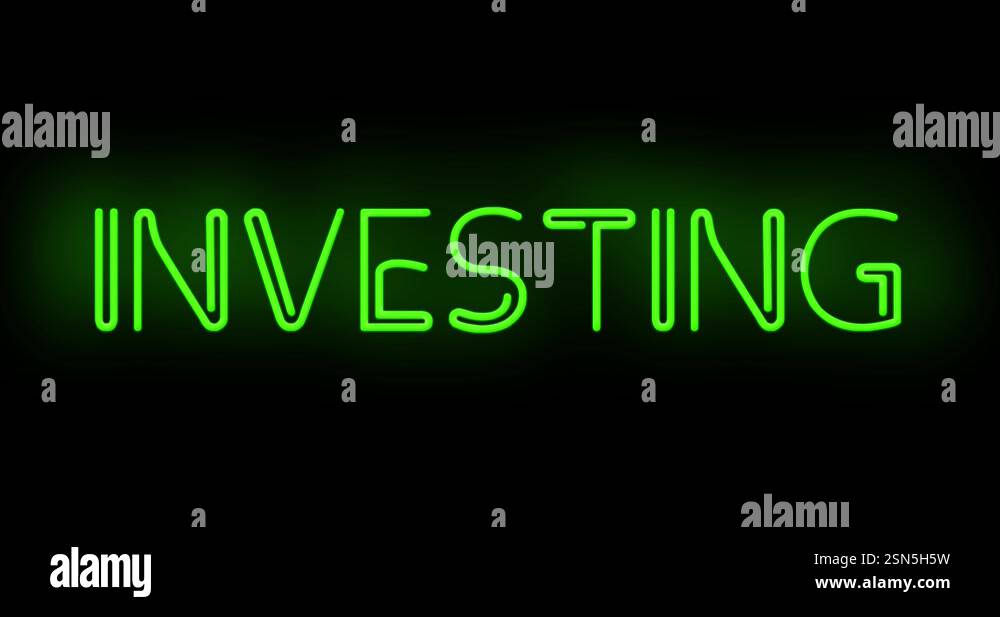 Flashing green INVESTING neon sign on and off with flicker Stock Video ...