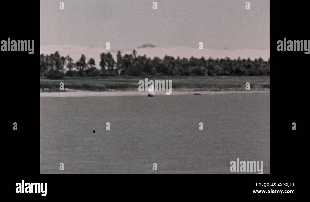 Egypt 1960s: Map of lower Nile River in Egypt. Strip of greenery along ...