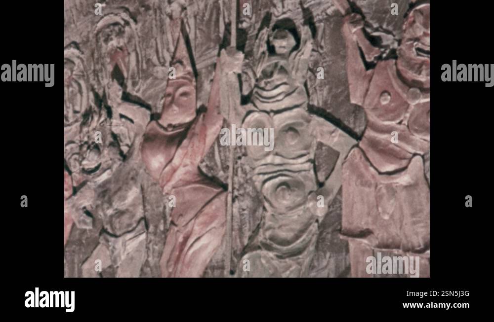 Japan 1960s: Animated room with a Buddha statue and other carvings. Buddha Stock Video Footage ...