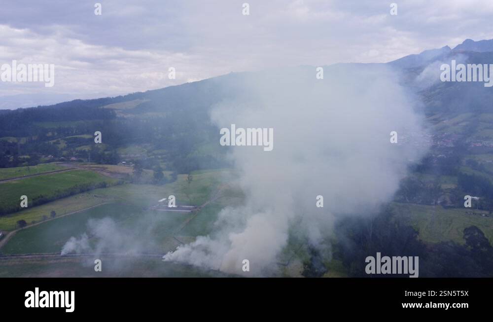 Prescribed fires on farmland in Ecuador emit smoke, drifting over rural ...
