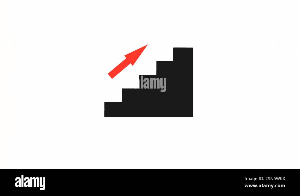 animation of red arrow moving up black steps on white background Stock ...