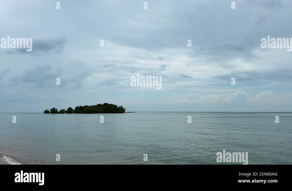 Malacca Strait in Malaysia Port Dickson calm ocean sea water, cloudy ...
