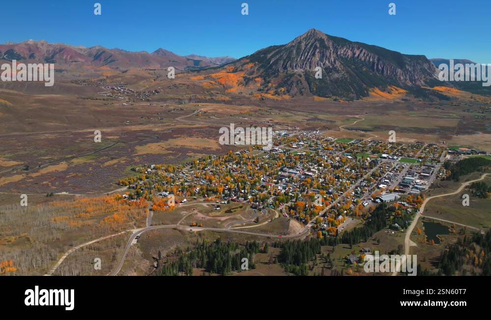 Mount Crested Butte mountain town ski resort Kebler Ohio Pass aerial drone Stock Video Footage ...