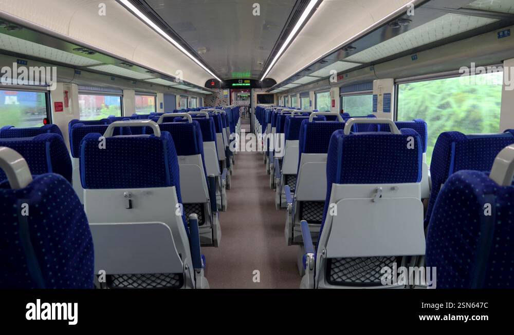 Passenger Coaches with Vacant Seat and Window View in Motion During ...