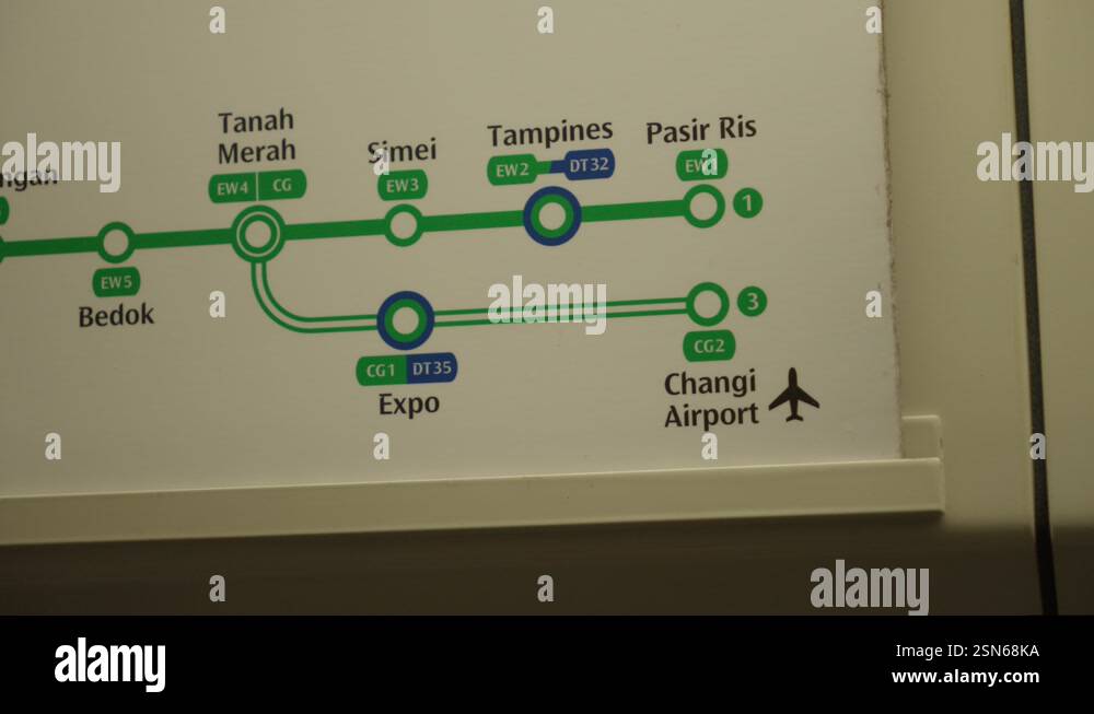 Label Map Illustrations Of Singapore Railway Route In Changi Airport ...