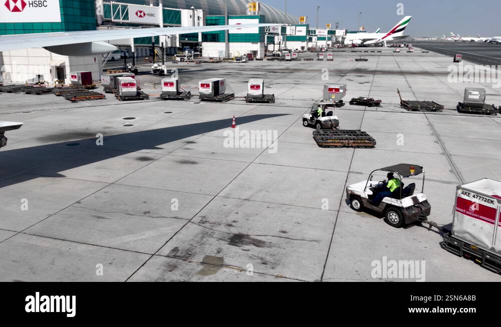Dubai, United Arab Emirates - 09/08/2024: Air cargo containers being ...